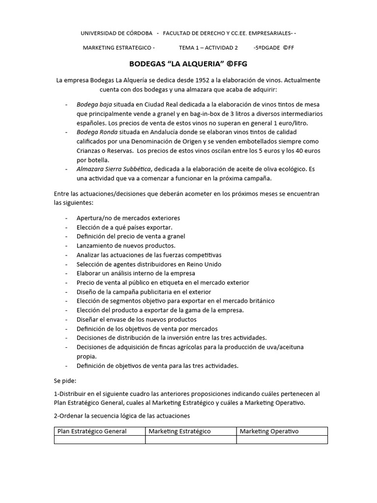 Tema 1 La Alqueria Practica TEMA 1 | PDF