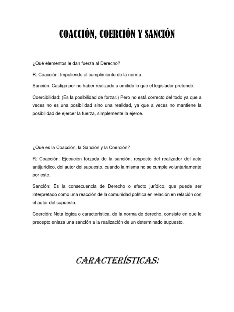 Coacción, Coerción y Sanción en Derecho | PDF
