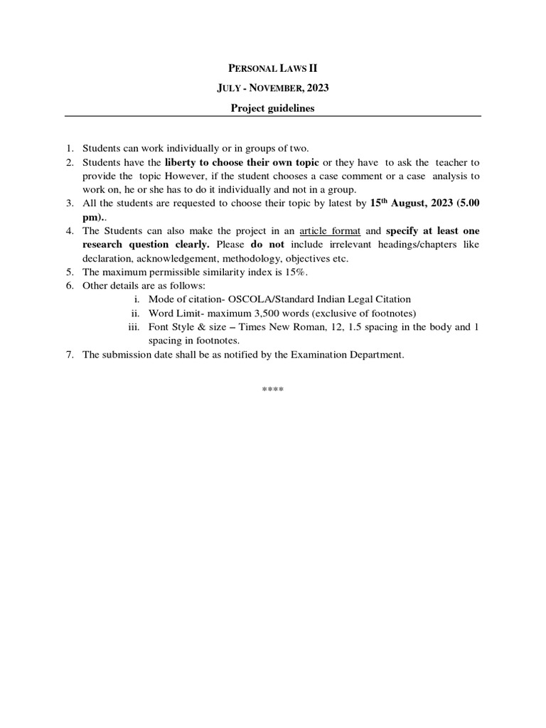 Project Guidlines 2023 | PDF