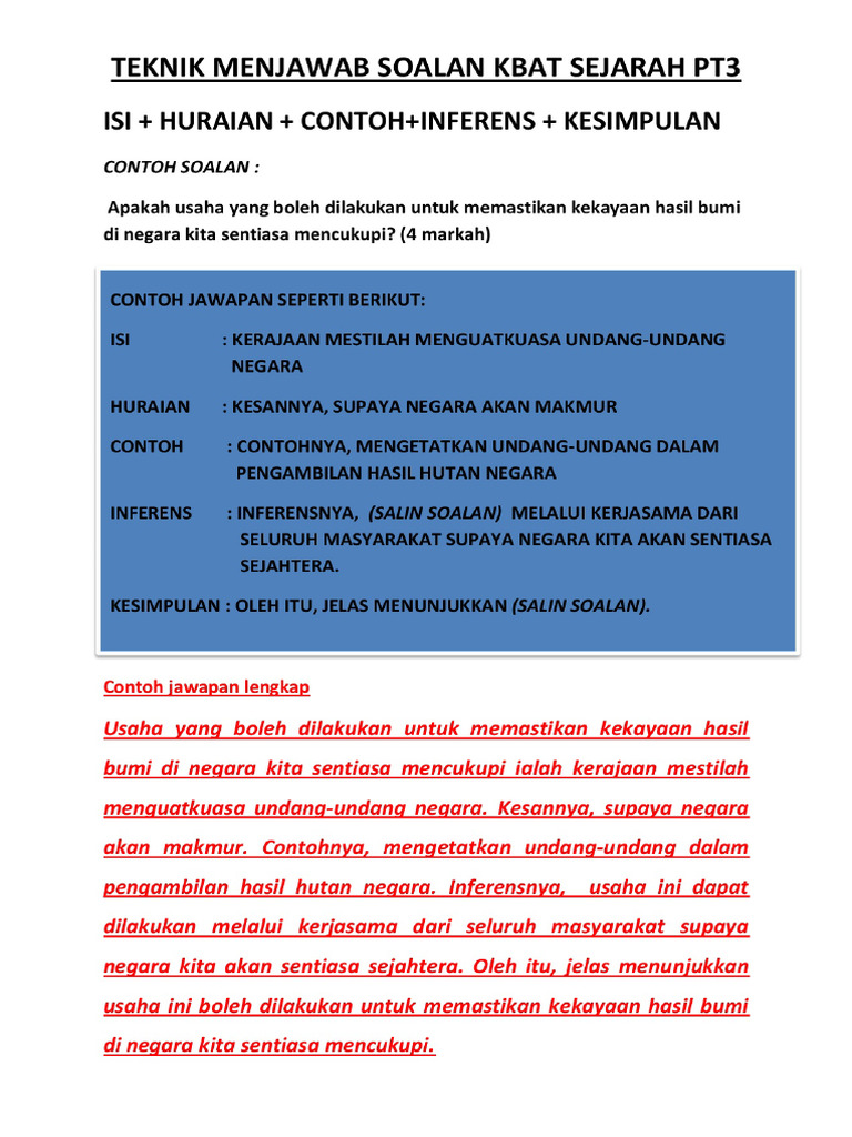 TIPS SEJARAH KBAT | PDF