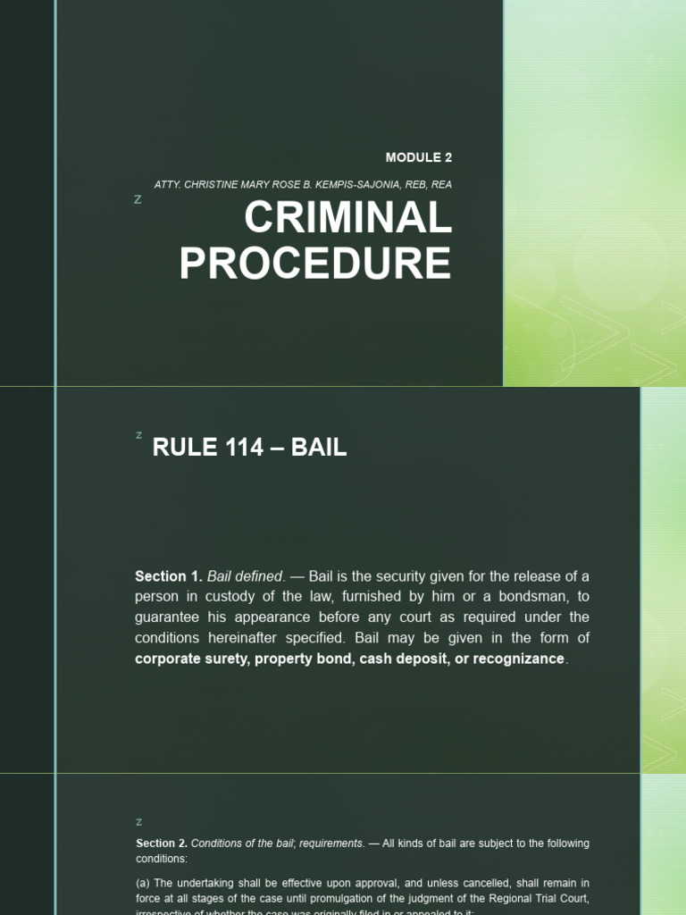 Module 4 Criminal Procedure | PDF | Bail | Sentence (Law)