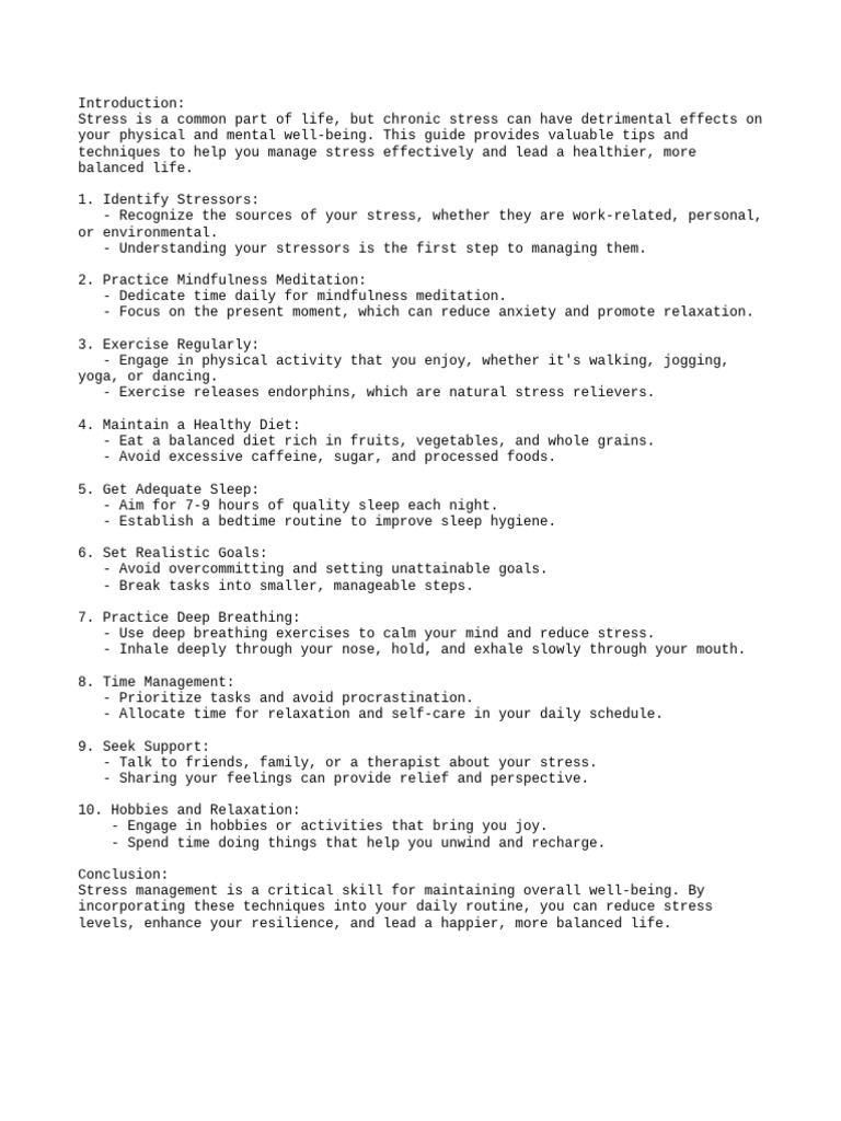 Effective Stress Management Techniques | PDF Effective Stress Management Techniques | PDF