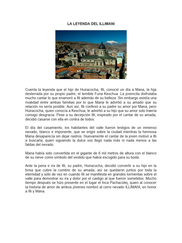 La Leyenda Del Illimani | PDF