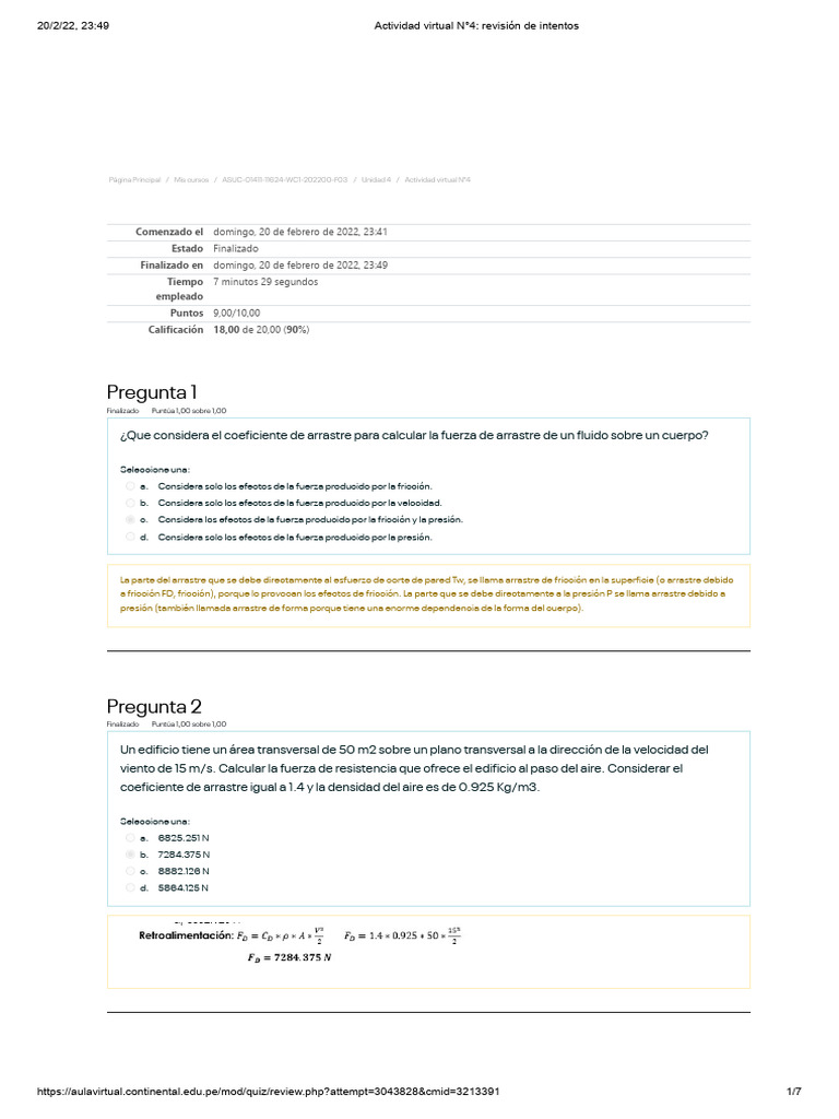 Actividad Virtual N°4 - Revisión de Intentos | PDF