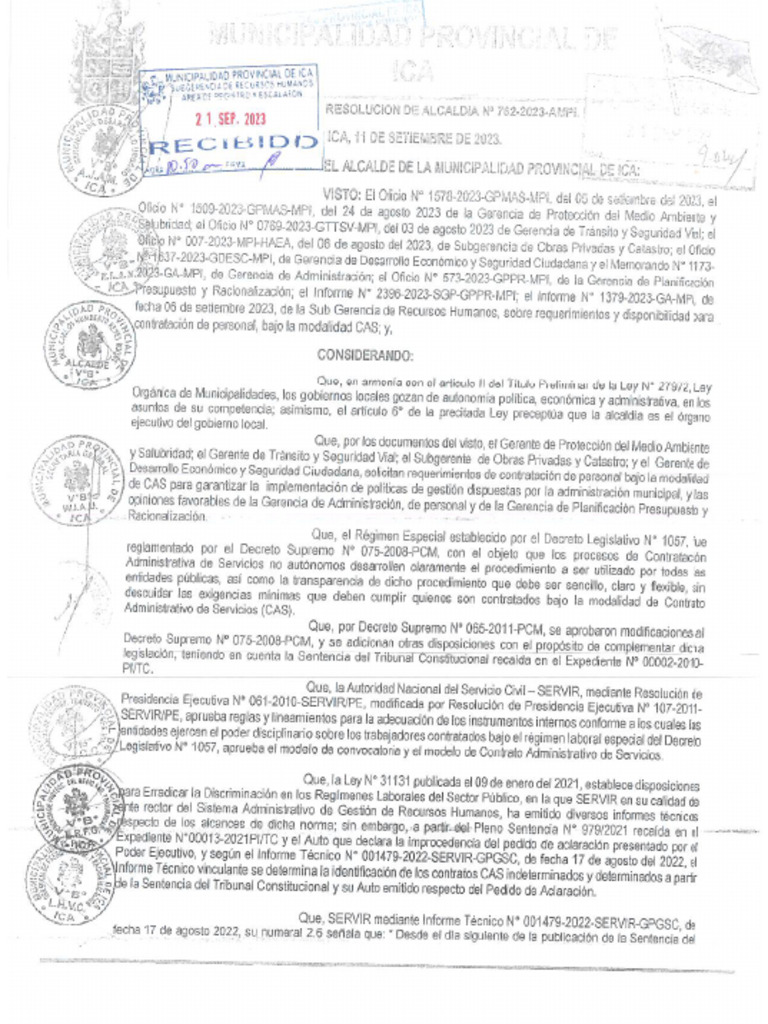 Convocatoria de Concurso CAS #002-2023-MPI | PDF