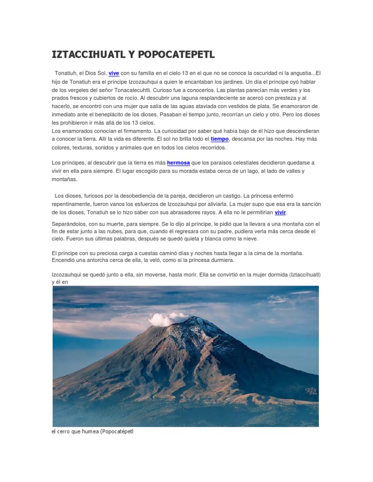 Iztaccihuatl y Popocatepetl | PDF | Poesía | Libros para adolescentes