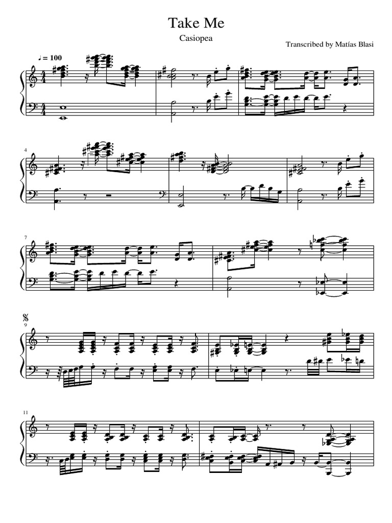 Casiopea - Take Me (Keyboard Transcription) | PDF