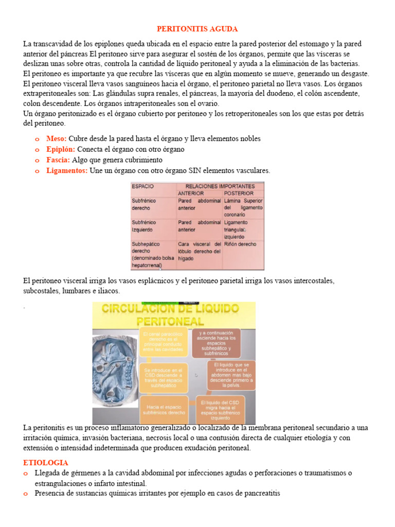 Peritonitis Aguda | PDF | Peritoneo | Especialidades Medicas