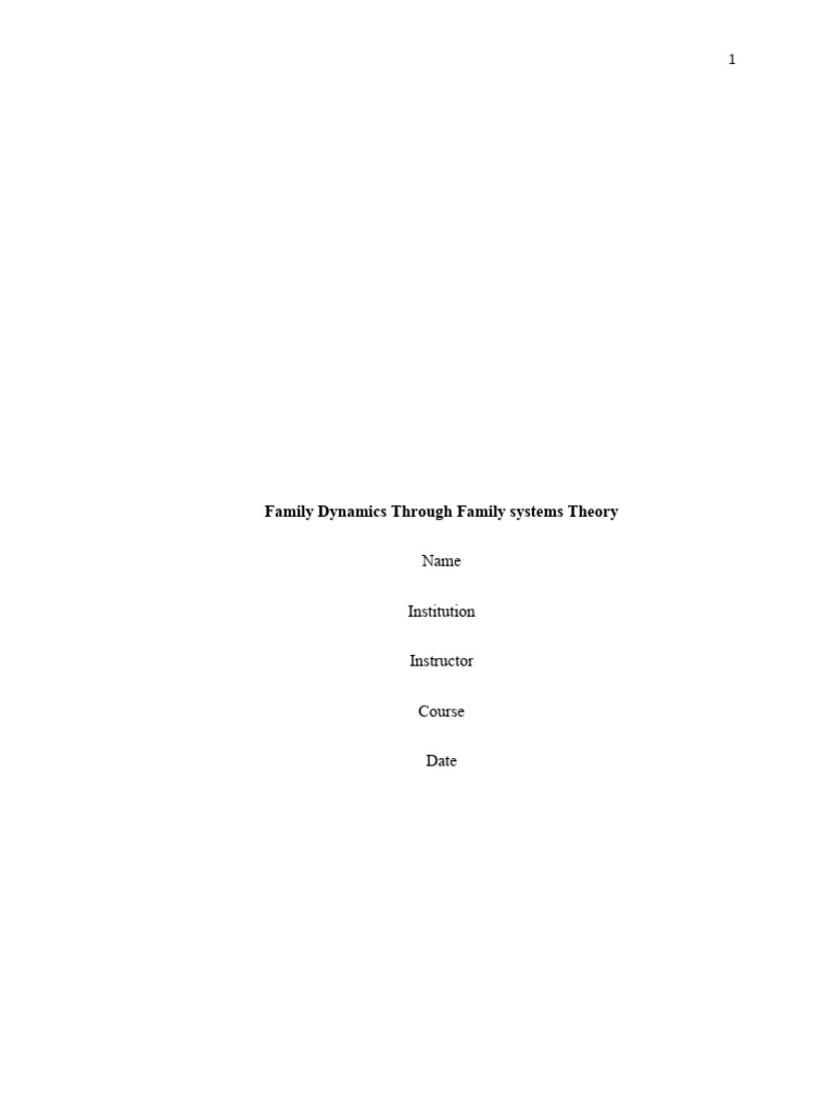 Family Dynamics Through Family systems Theory | PDF