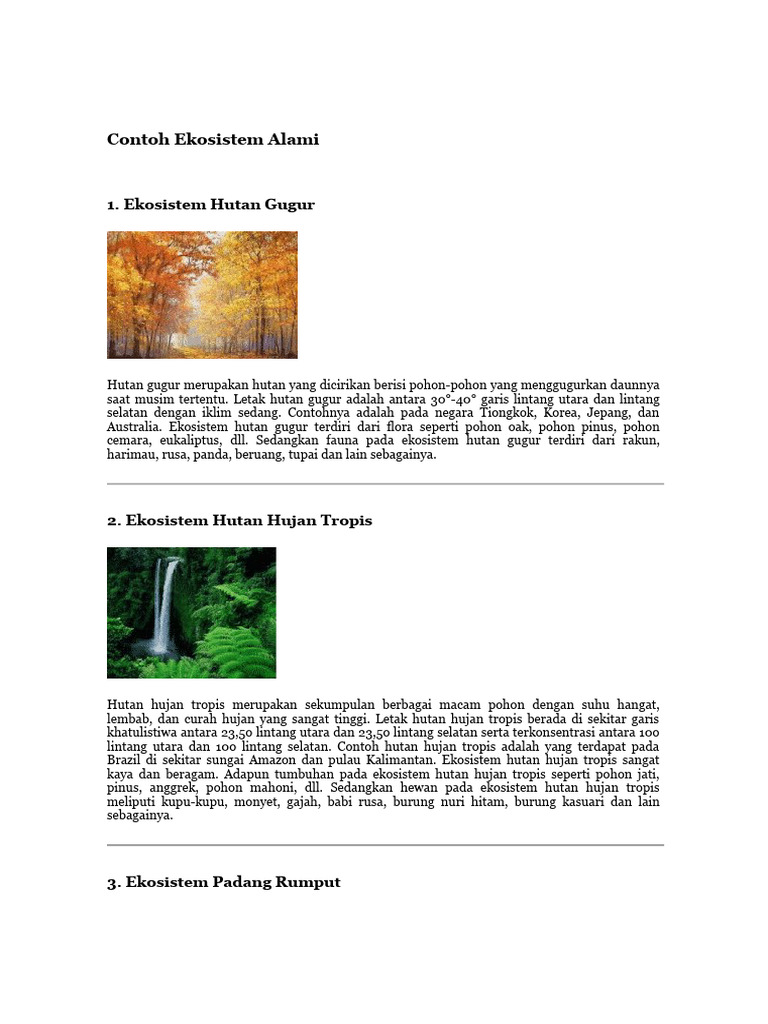Contoh Ekosistem Alami Dan Buatan | PDF