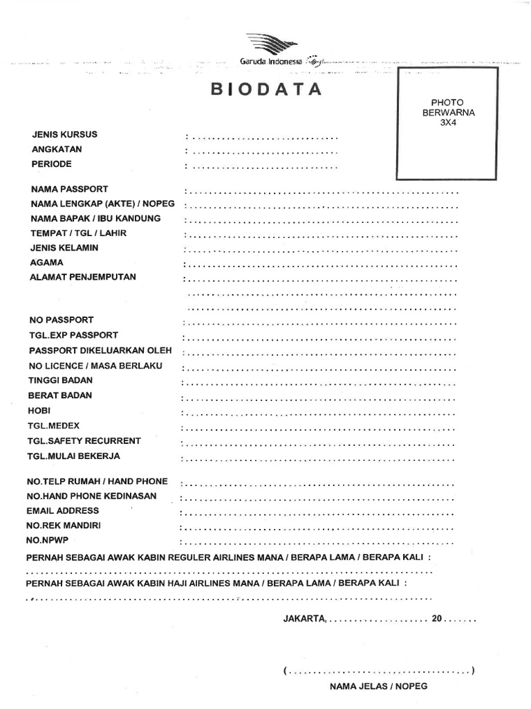 Form Biodata - CCL | PDF