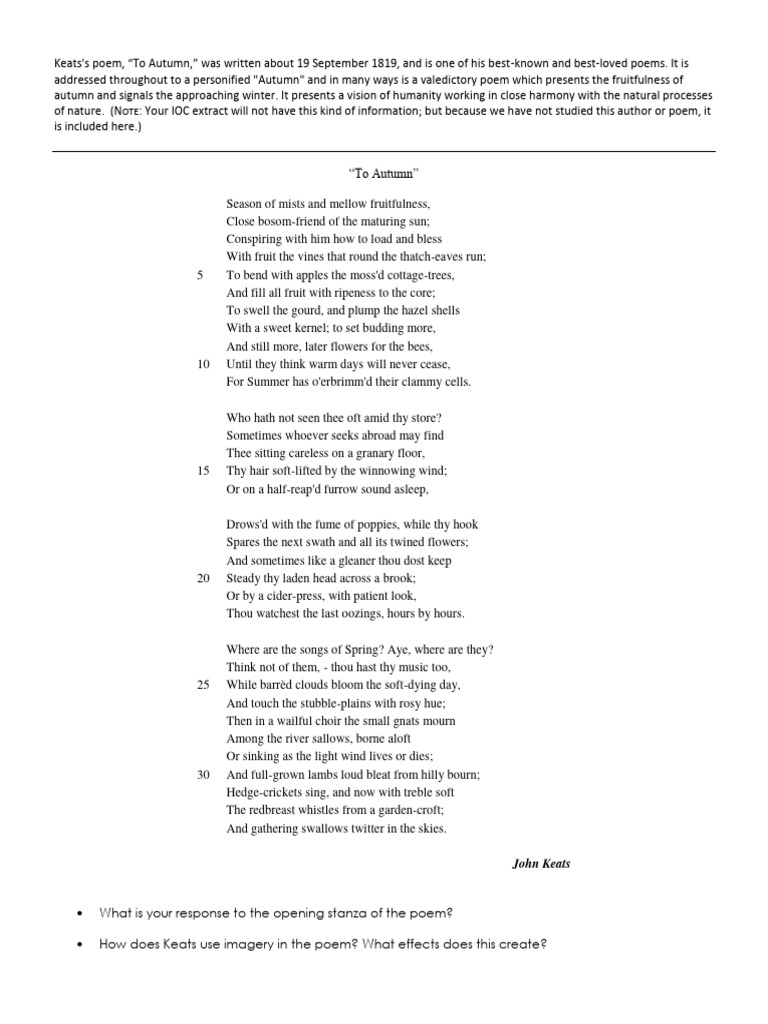 The Autumn by John Keats | PDF