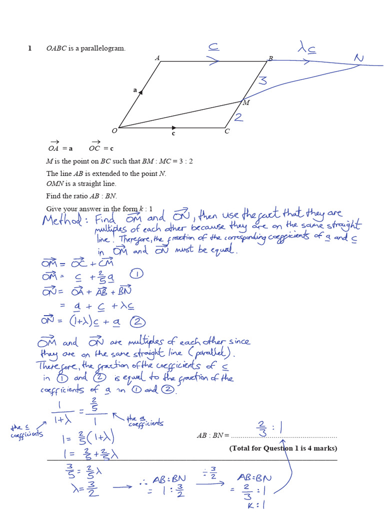 Vectors Harder Practice Questions For GCSE 1MA1 Syllabus SOLUTIONS | PDF | Classical Geometry ...
