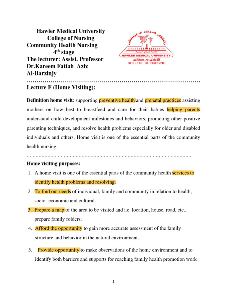 Lecture F Home Visit | Download Free PDF | Health Professional | Health Care