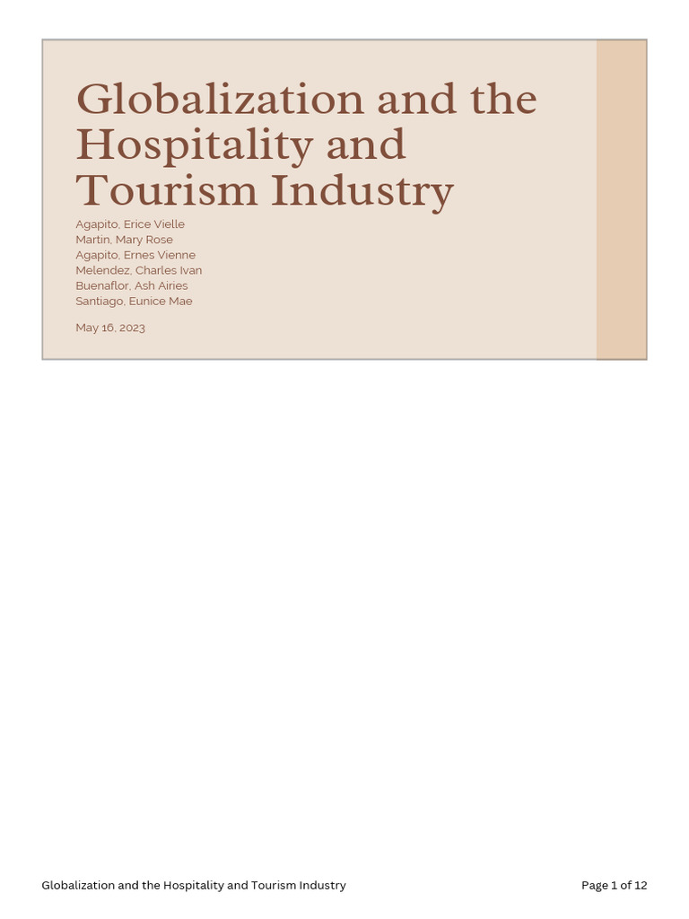 Globalization and The Hospitality and Tourism Industry | PDF ...