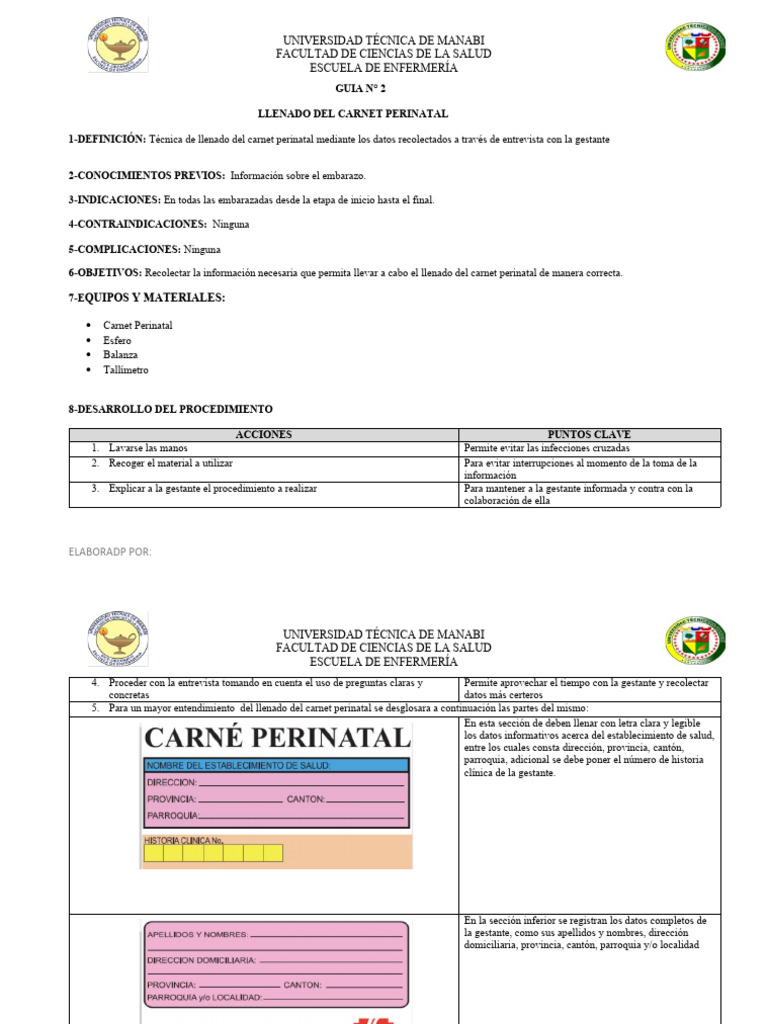 Guia 2 Carnet Perinatal | PDF | Ciencias de la Salud
