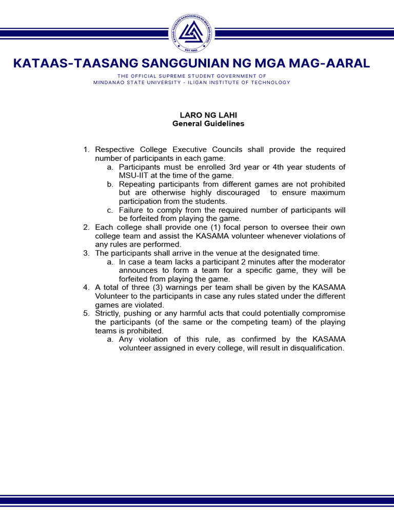 Laro NG Lahi Mechanics | PDF