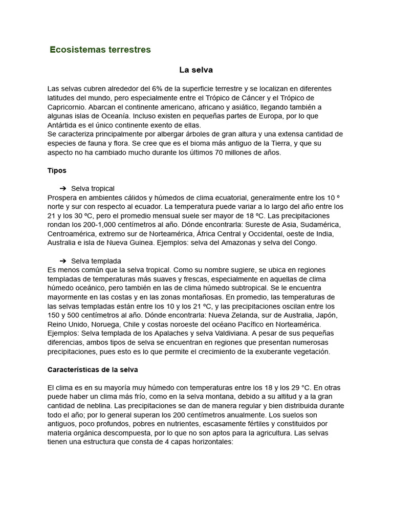 Ecosistemas Terrestres | PDF