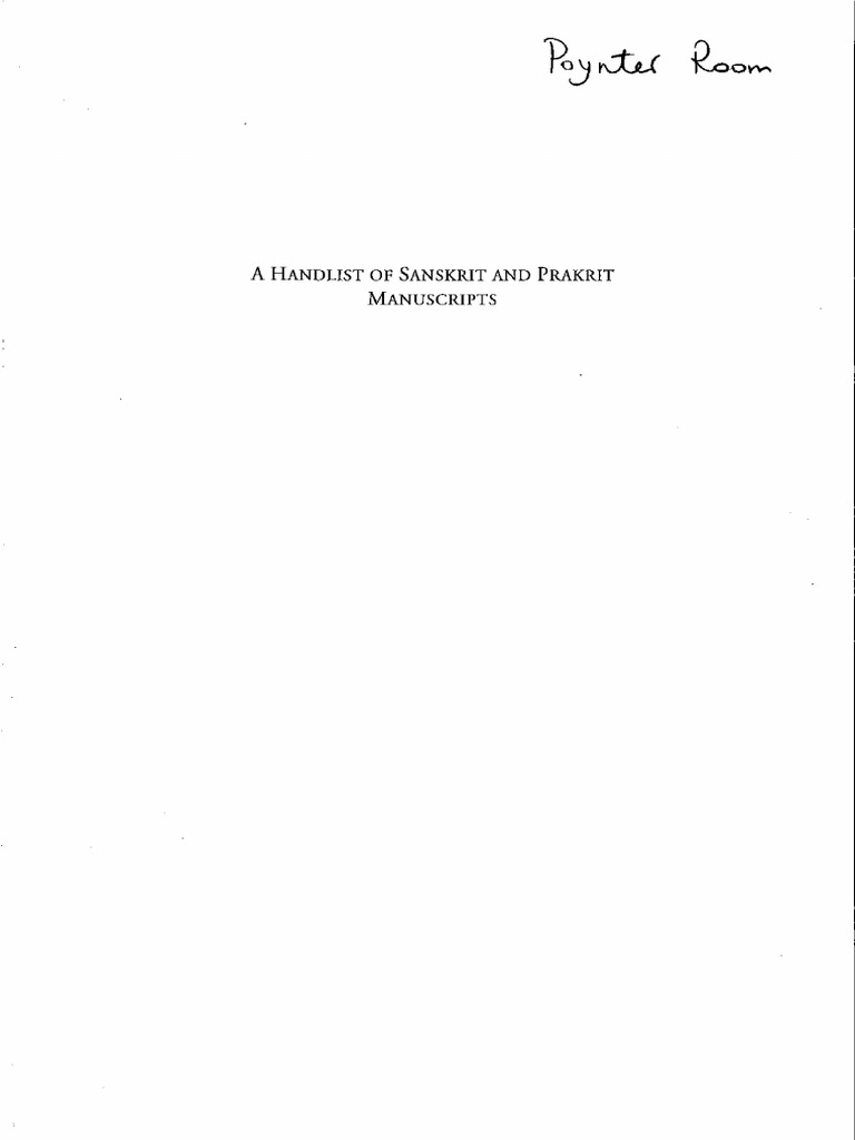 Dominik Wujastyk A Handlist of The Sanskrit and Prakrit Manuscripts | PDF