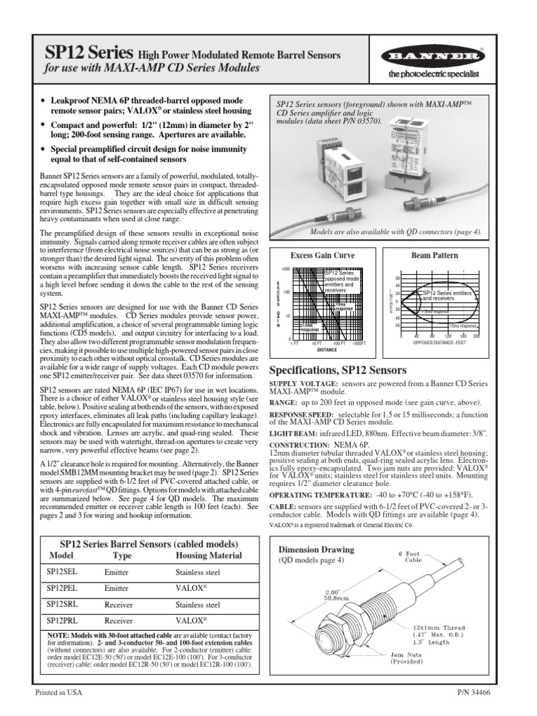 SP12 Series: For Use With MAXI-AMP CD Series Modules | PDF | Switch | Relay