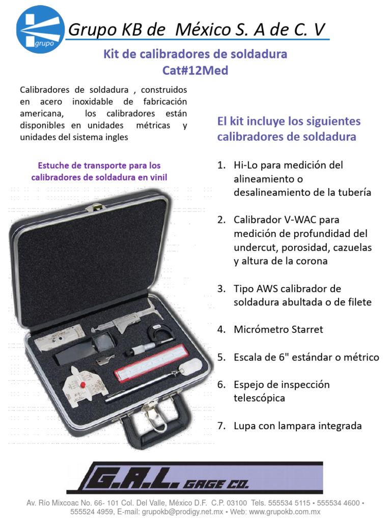 Kit de Inspeccion Visual Intermedio Cat12 Ficha Tecnica | PDF