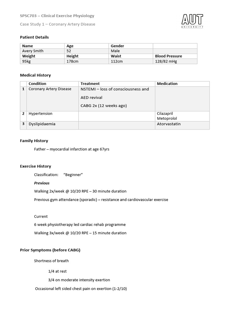 CAD Case Study | PDF | Coronary Artery Disease | Myocardial Infarction
