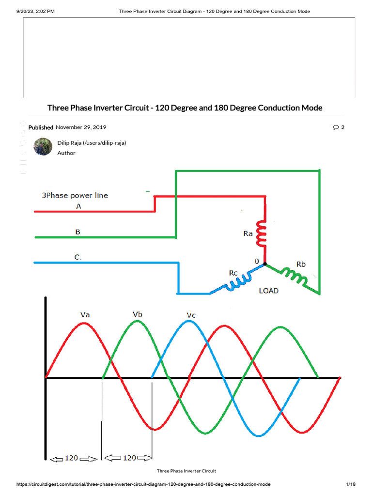Three Phase Inverter Circuit Diagram - 120 Degree and 180 Degree Conduction Mode | PDF