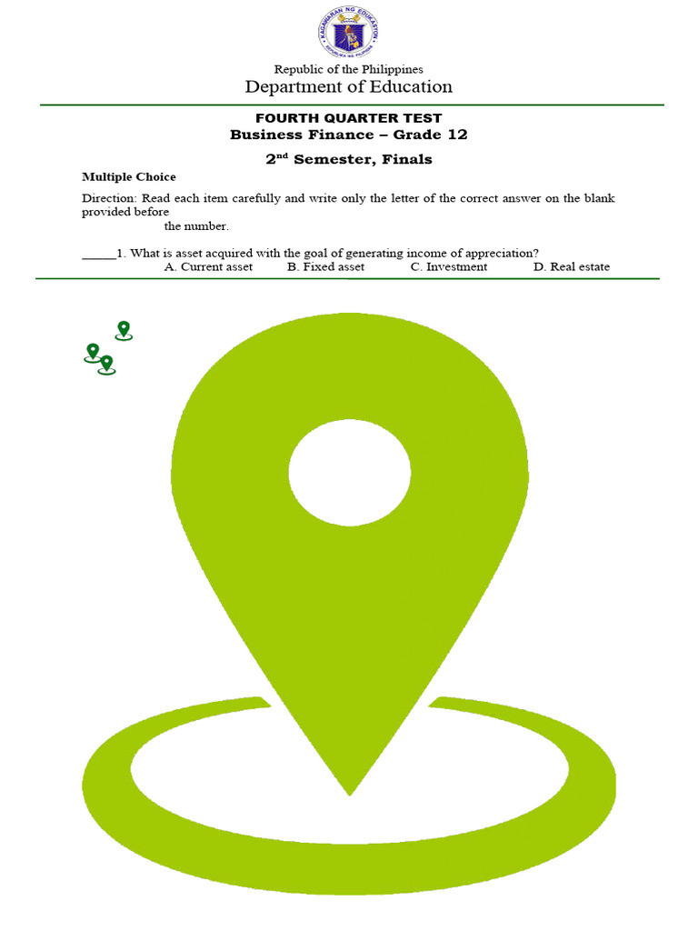 Business Finance Test Q4 | PDF | Finance & Money Management