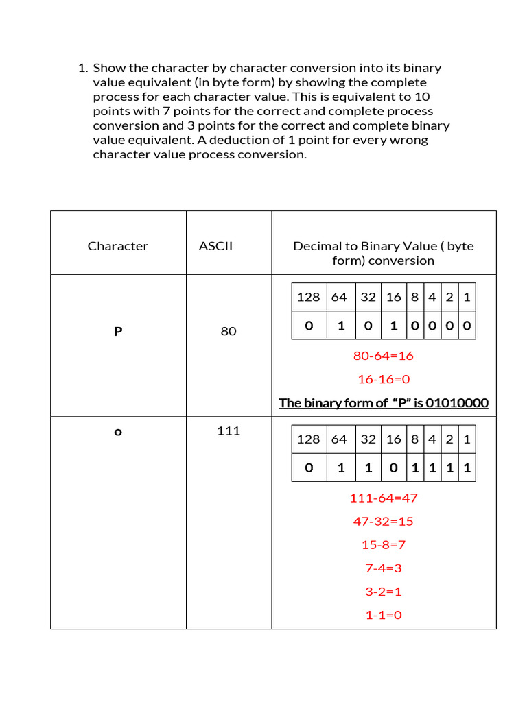 Binary Character by Character Conversion | PDF