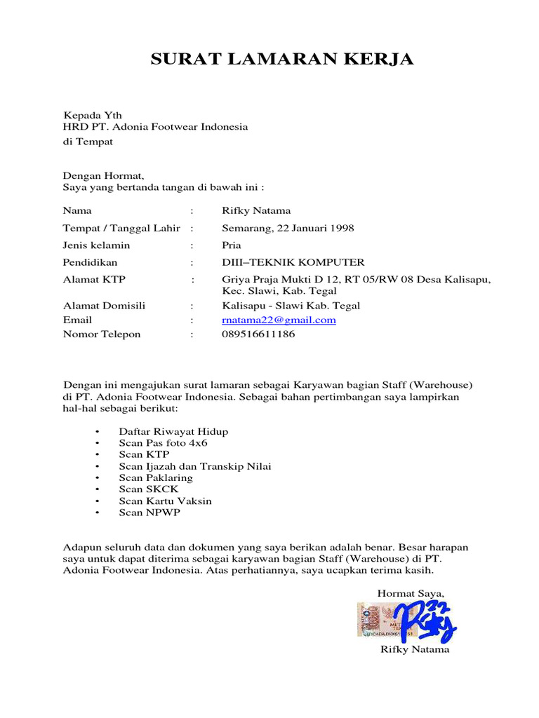 CV .Rifki Natama | PDF