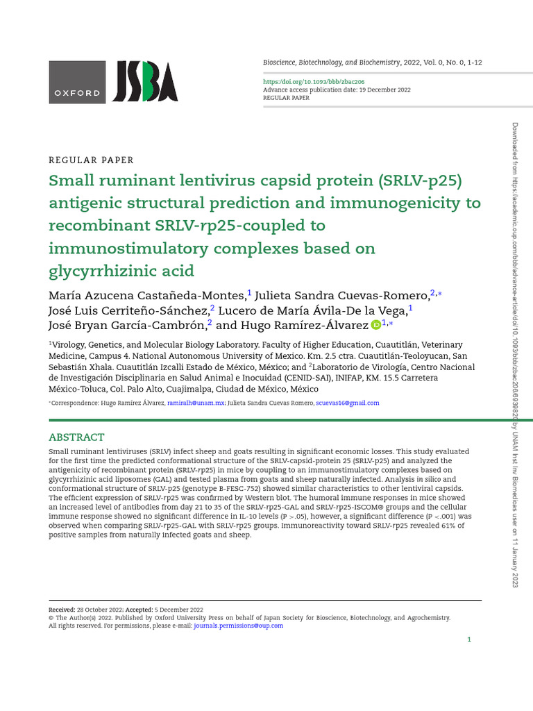 Small Ruminant Lentivirus Capsid Protein (SRLV-p25) | PDF