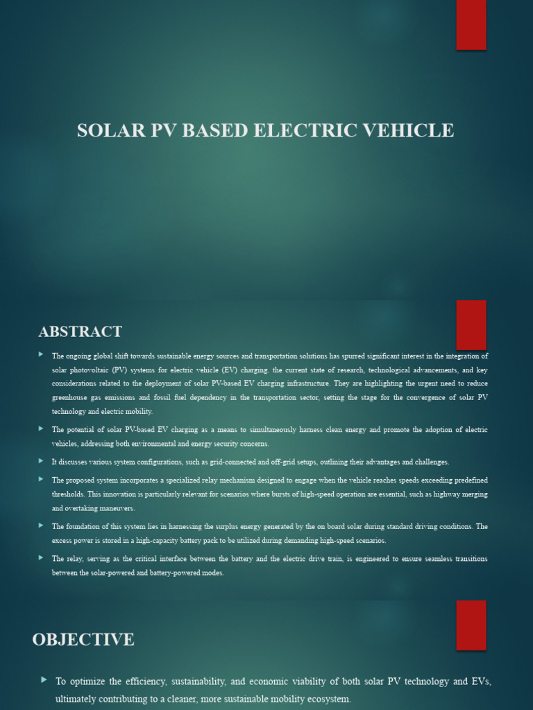 Solar PV Based Electric Vehicle | PDF