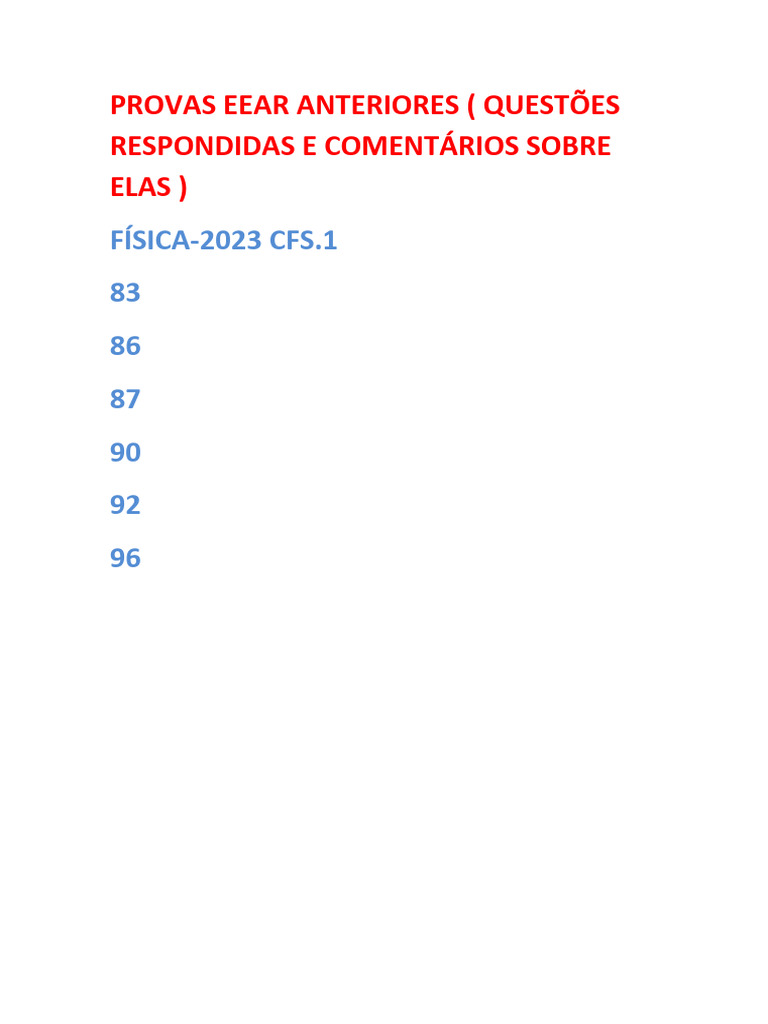 Provas Eear Anteriores | PDF