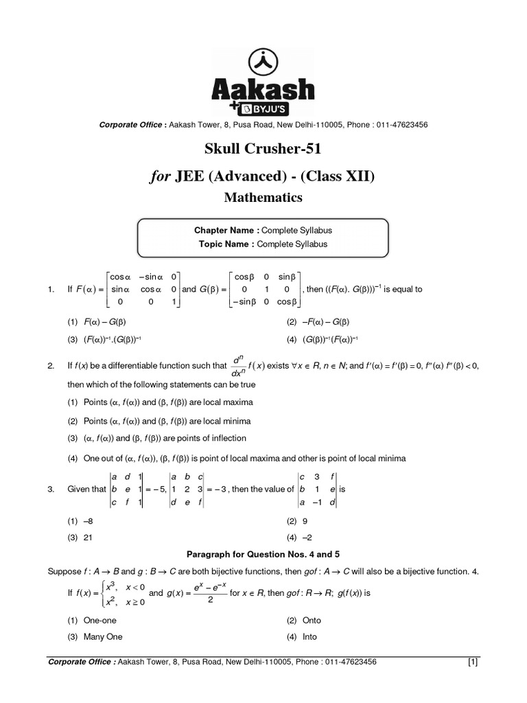 JEE Advanced Mathematics Syllabus & Solutions | PDF | Teaching Methods & Materials