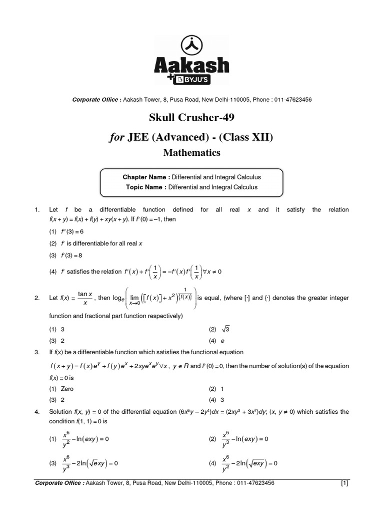 Skull Crusher-49: JEE Math Solutions | PDF