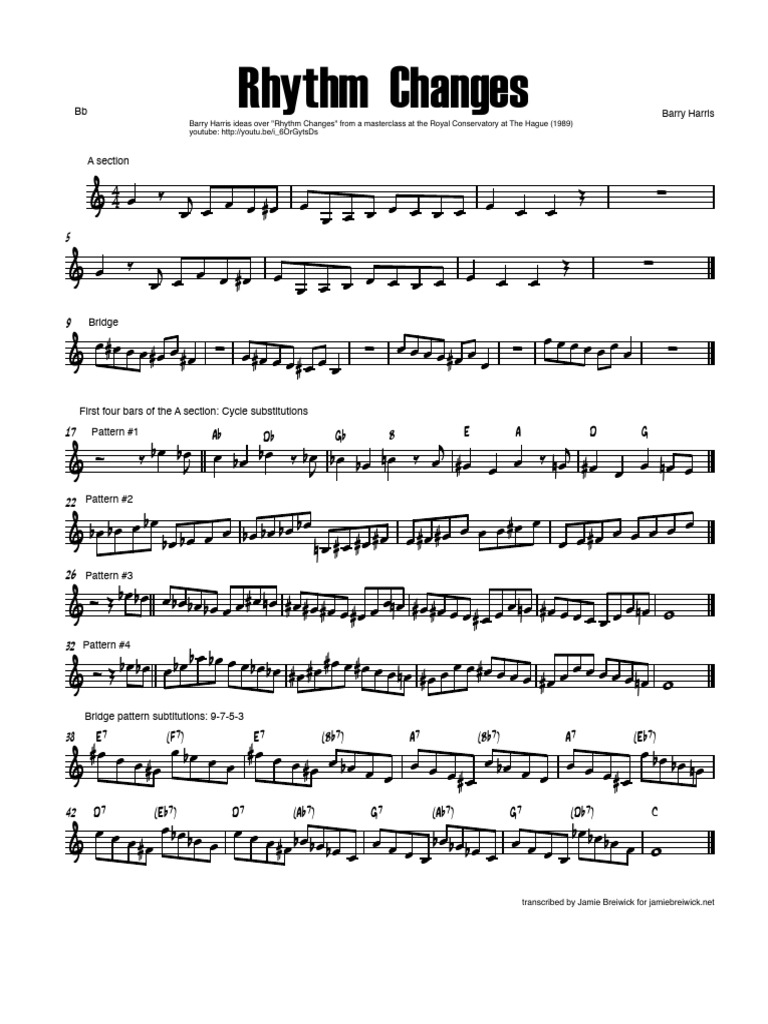 Barry Hanks - Rhythm Changes Solo Transcription | PDF