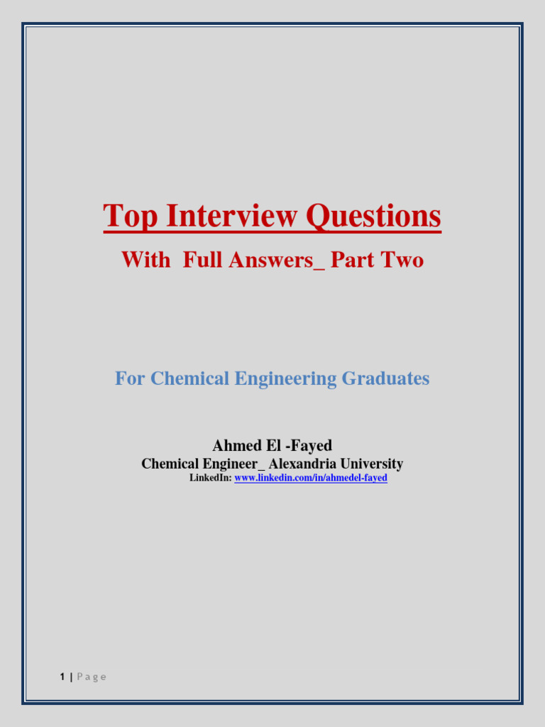Chemical Engineering Interview Questions Part Two | PDF