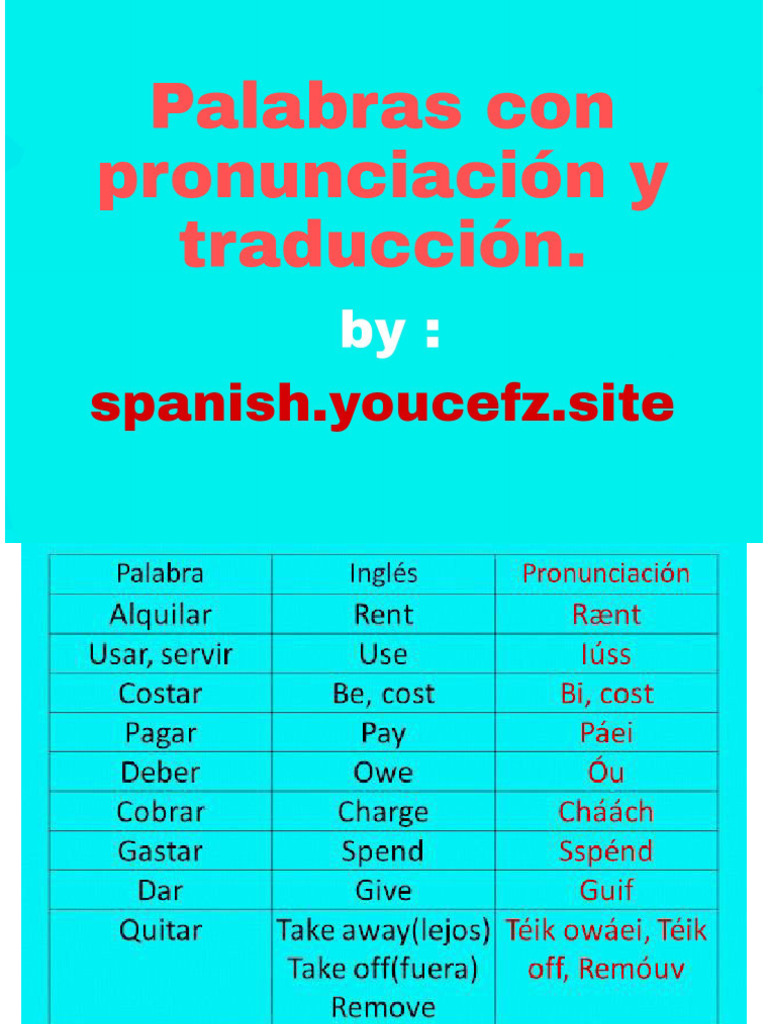 Palabras Con Pronunciación y Traducción. | PDF