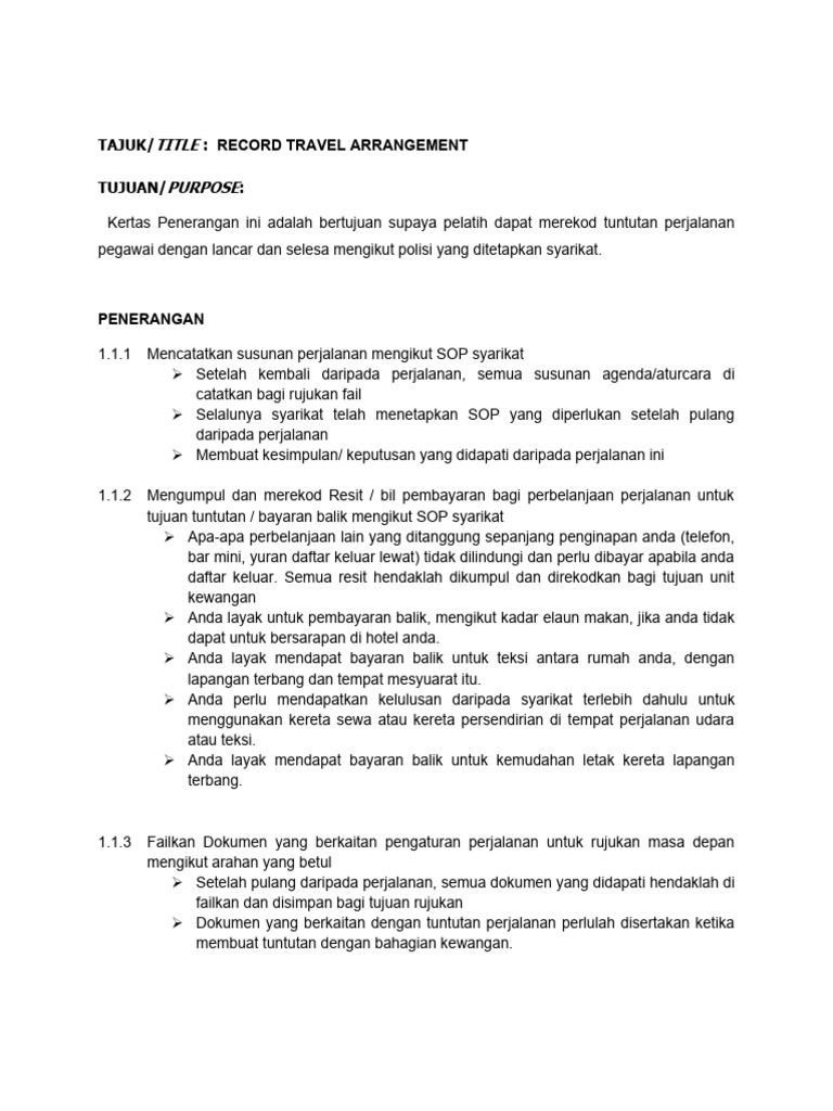 Record Travel Arrangement | PDF