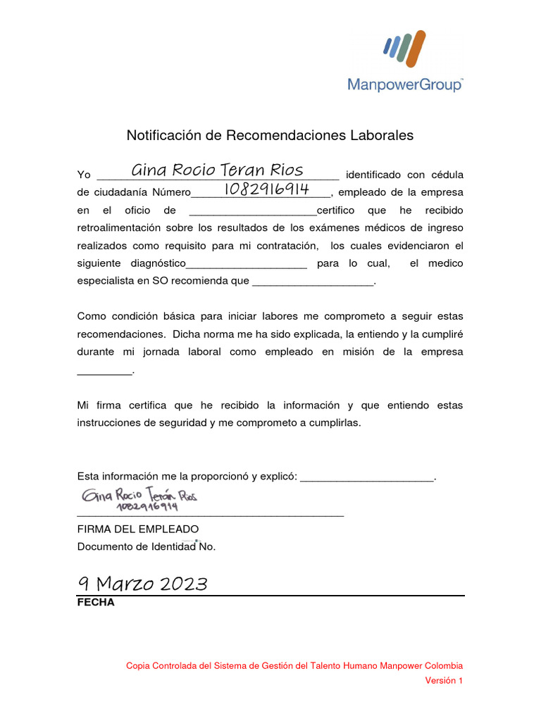 Carta de Recomendaciones | PDF | Finanzas y dinero