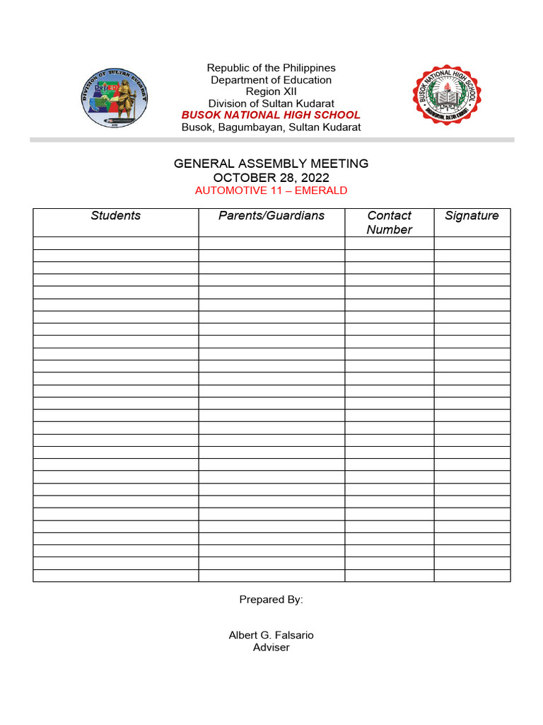 Attendance General Assembly Meeting | PDF