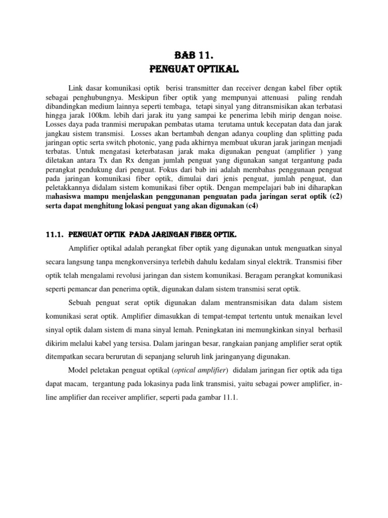 Bab 11 Penguat Optikal | PDF