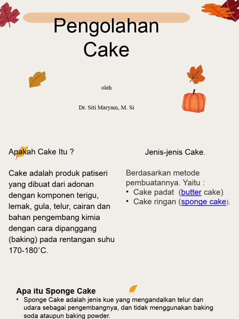 Jenis-jenis Cake: Sponge dan Butter | PDF