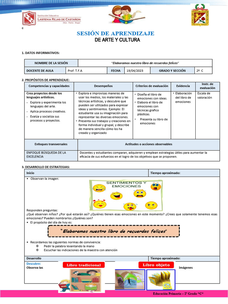 Libro de Recuerdos Felices en 2º Grado | PDF | Evaluación | Las emociones