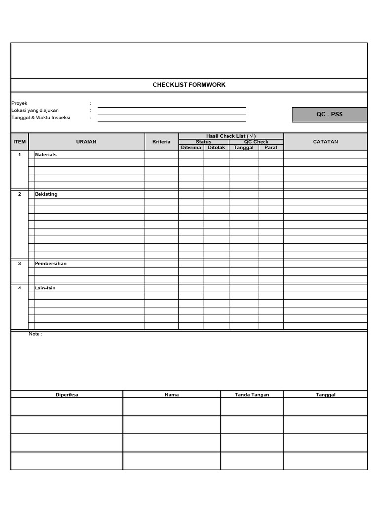 14. Form_Checklist Formwork | PDF