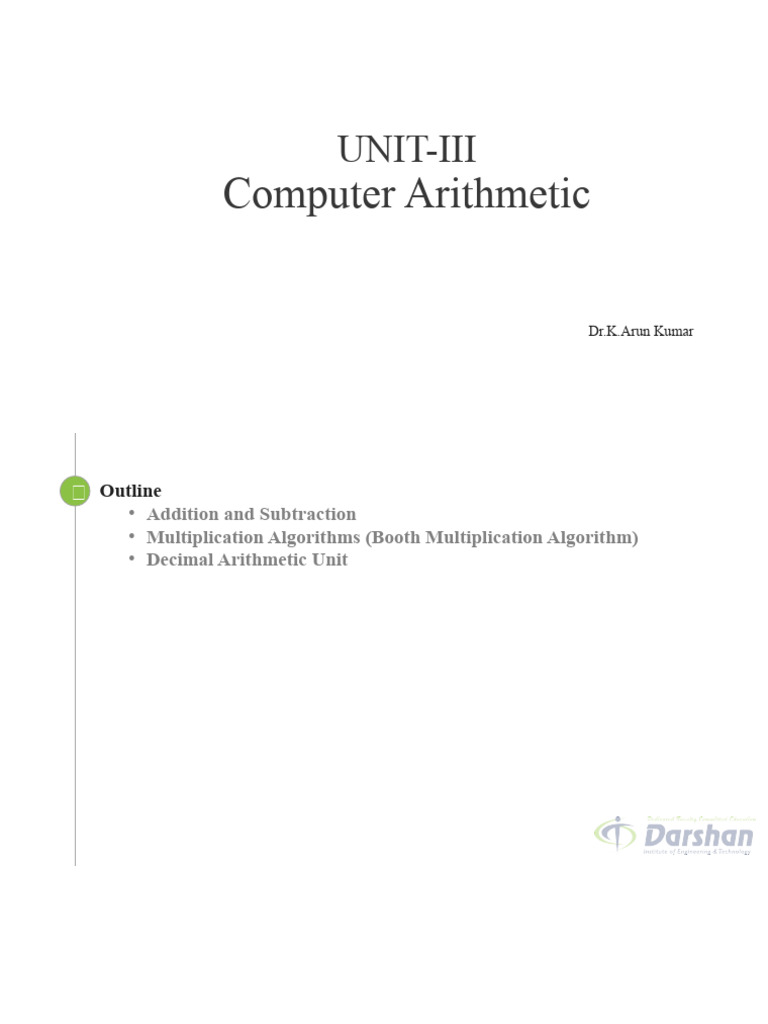 Computer Arithmetic Pdf Arithmetic Multiplication 7684