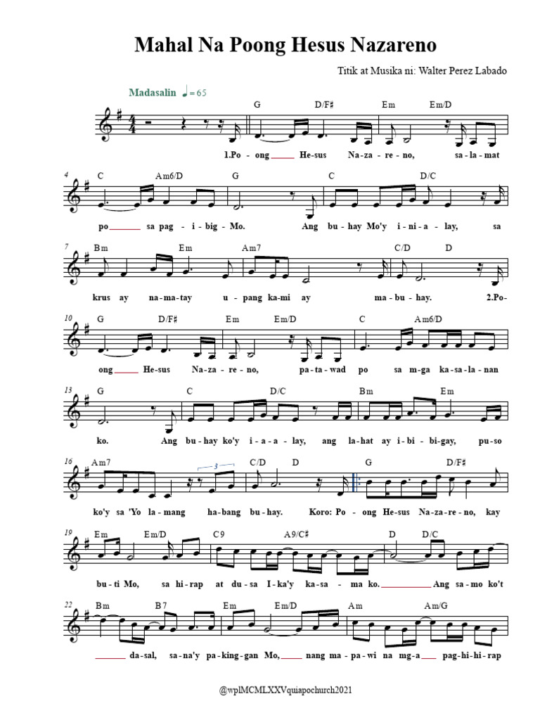 Mahal Na Poong Hesus Nazareno Walter Perez Labado | PDF