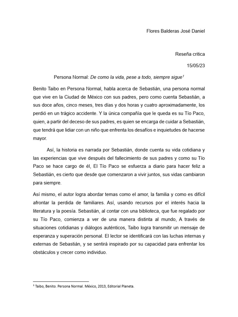 Reseña Critica, Persona Normal | PDF