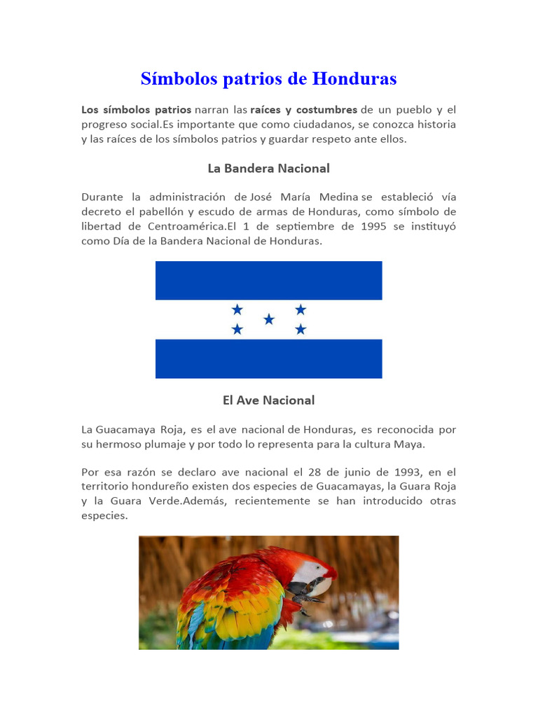 Símbolos Patrios de Honduras | PDF