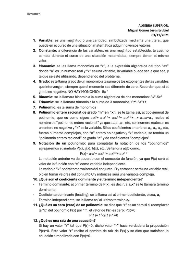 Fundamentos de Álgebra Superior | PDF